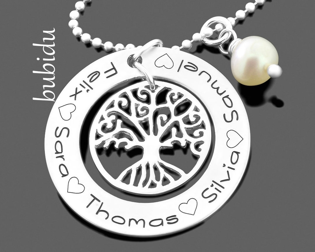 Name Chain Tree of Life Jewelry Engraving Necklace Mama TREE OF LIFE ...