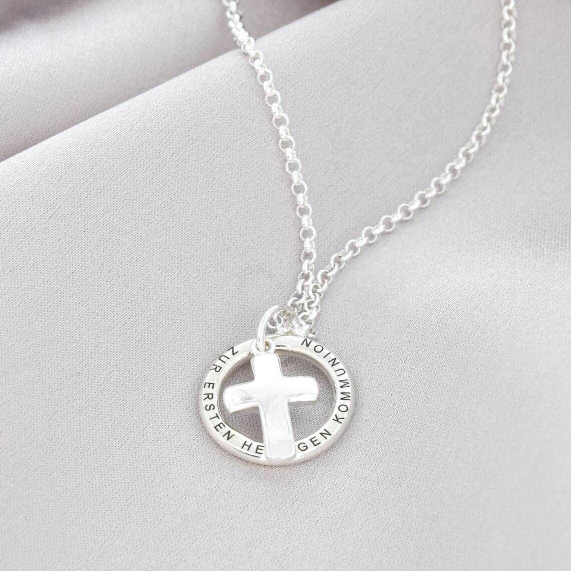 Silver Chain for Baptism Gift Confirmation 925 Silver Cross Engraving ...