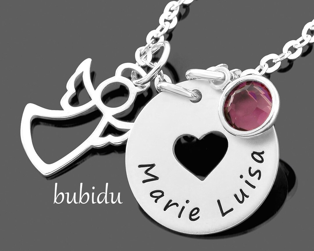 Guardian Angel Necklace Silver Engraved Jewelry Angel Name - Etsy