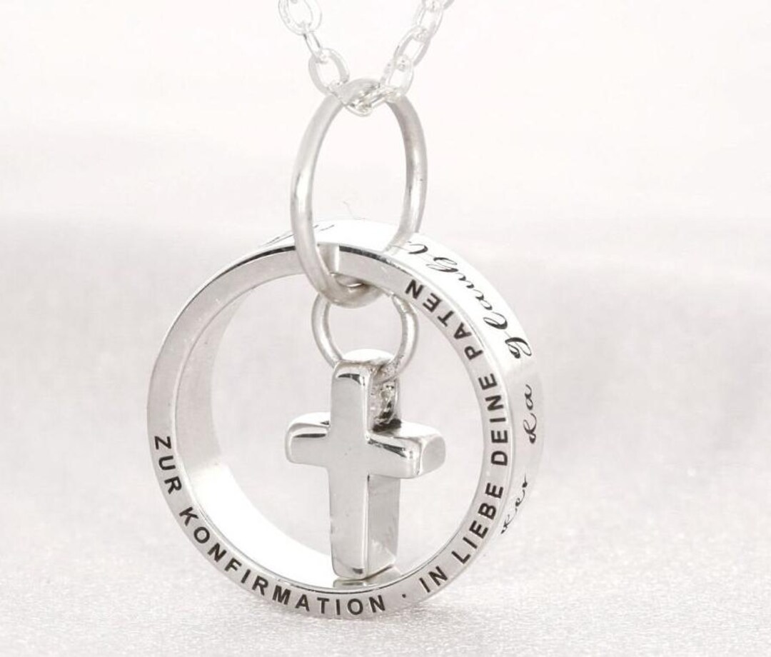 Ring Pendant With Cross for Confirmation Personalized Baptism Jewelry ...