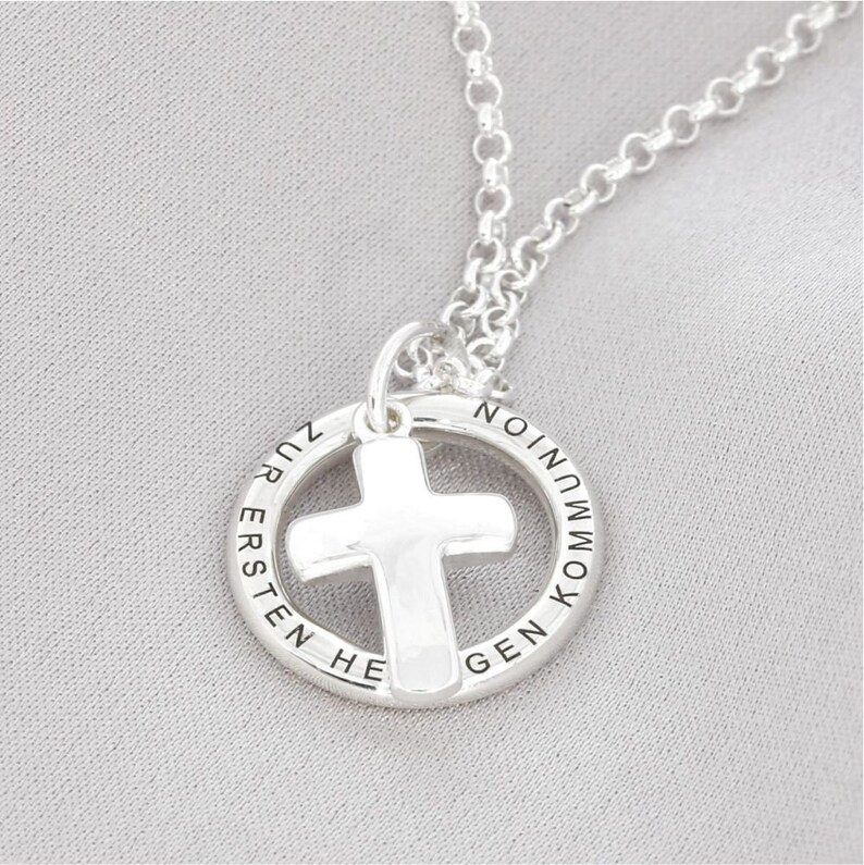 Silver Chain for Baptism Gift Confirmation 925 Silver Cross Engraving ...