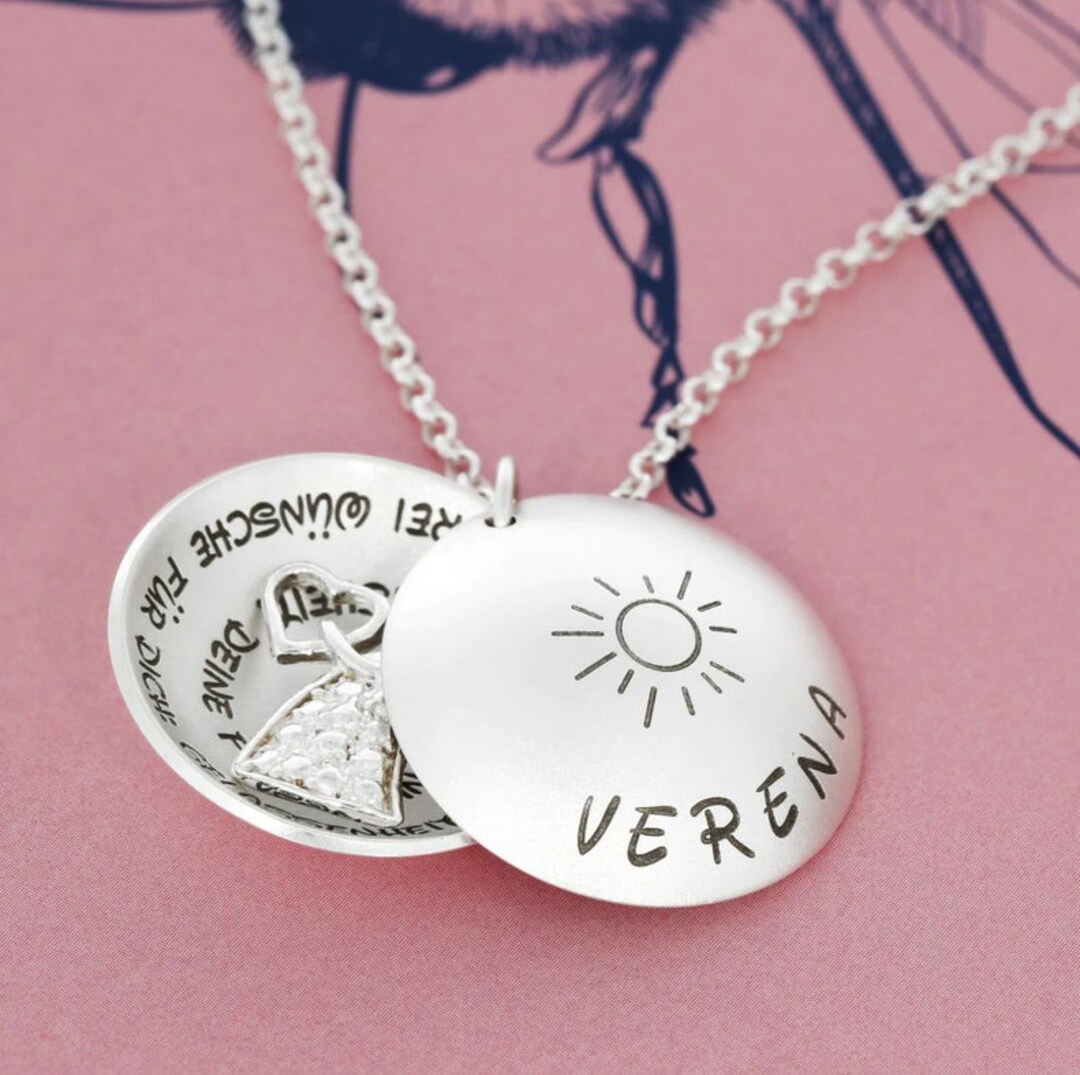 Baptism Medallion With Name Baptism Necklace Angel Pendant 925 Sterling ...
