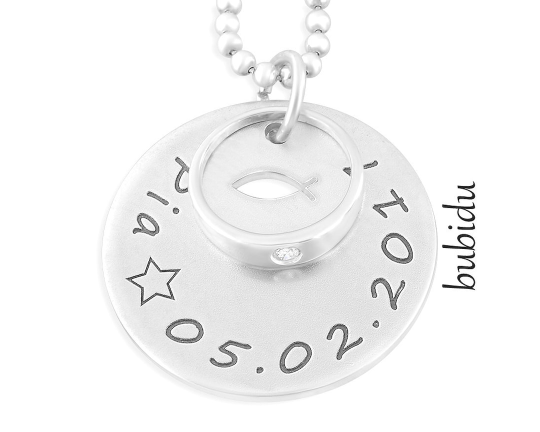 Collier de baptême gravure bague de baptême, bijoux de baptême en ...