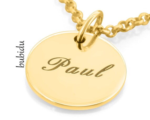 Name Necklace Polished Gold Jewelry Engraving Designer Necklace