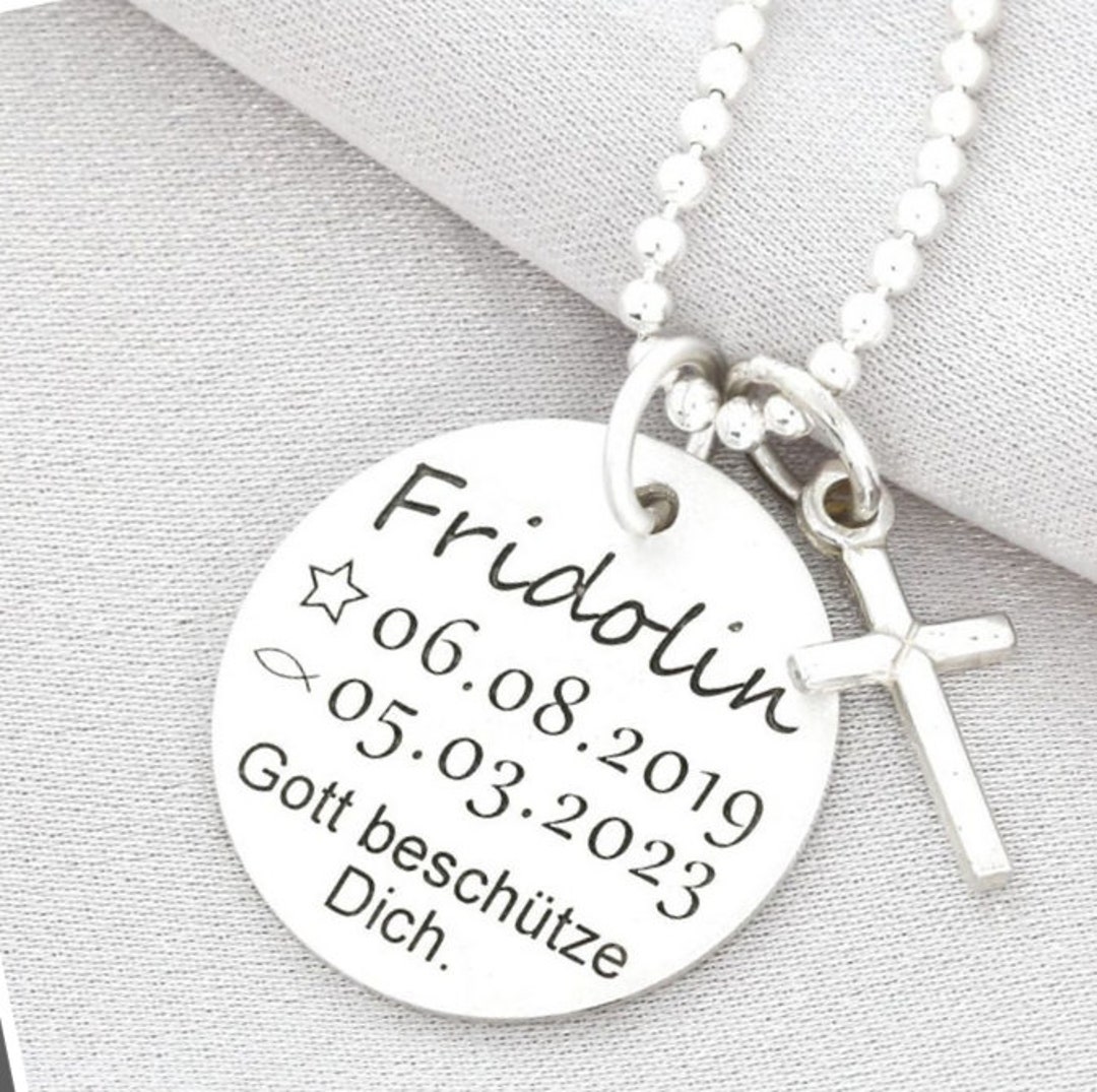 Baptism Necklace Boy Girl, Baptism Jewelry Engraving, Name Necklace ...