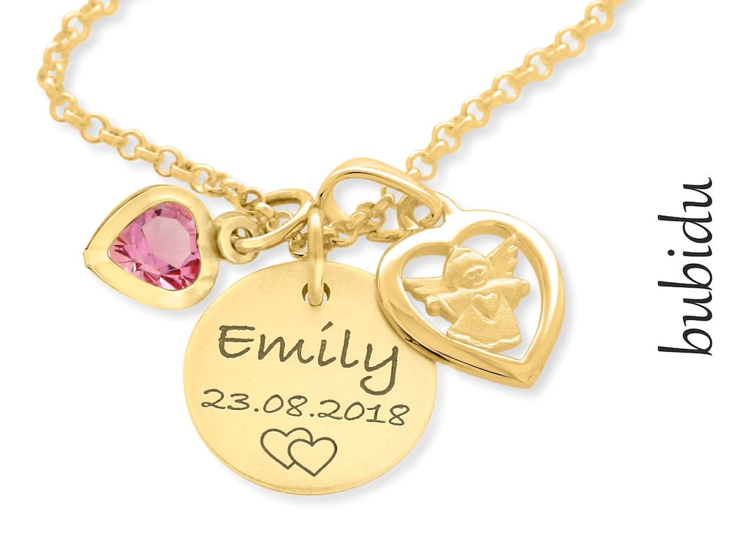 Name Necklace Engraving Gold Plated Gift Baptism Communion Confirmation ...