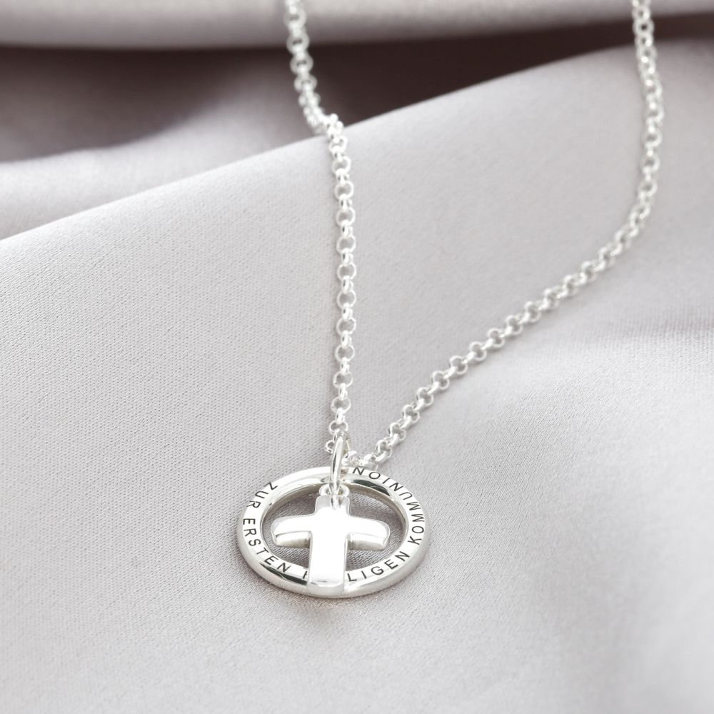 Silver Chain for Baptism Gift Confirmation 925 Silver Cross Engraving ...