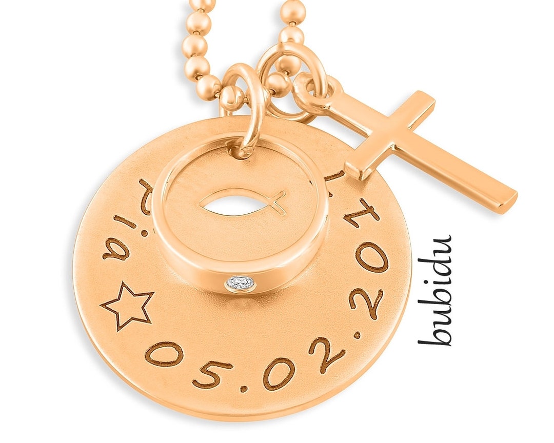 Baptism Jewelry Engraving, Baptism Chain, Baptism Ring, Rose Gold - Etsy