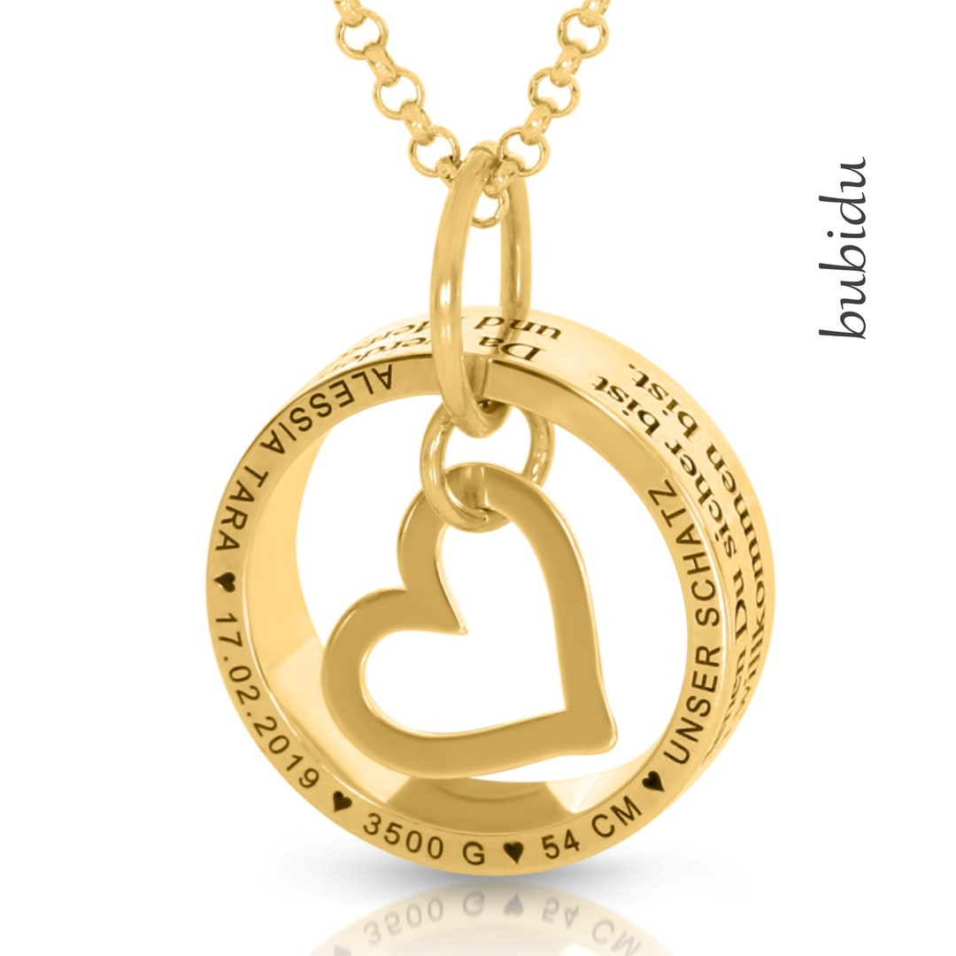 Family Chain Engraving Gold-plated Names Birth Dates Gift for Birth Mom ...