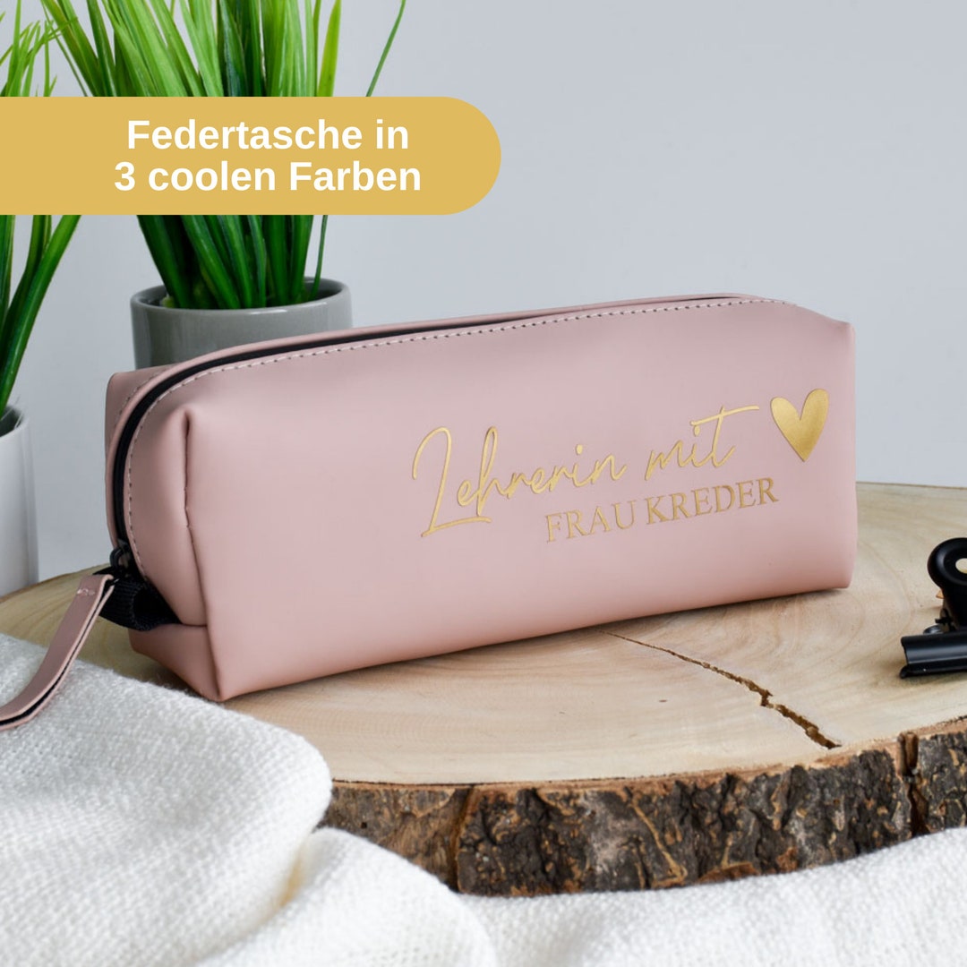 Personalisierte Federtasche | mit dem Namen der "Lehrerin mit Herz ...