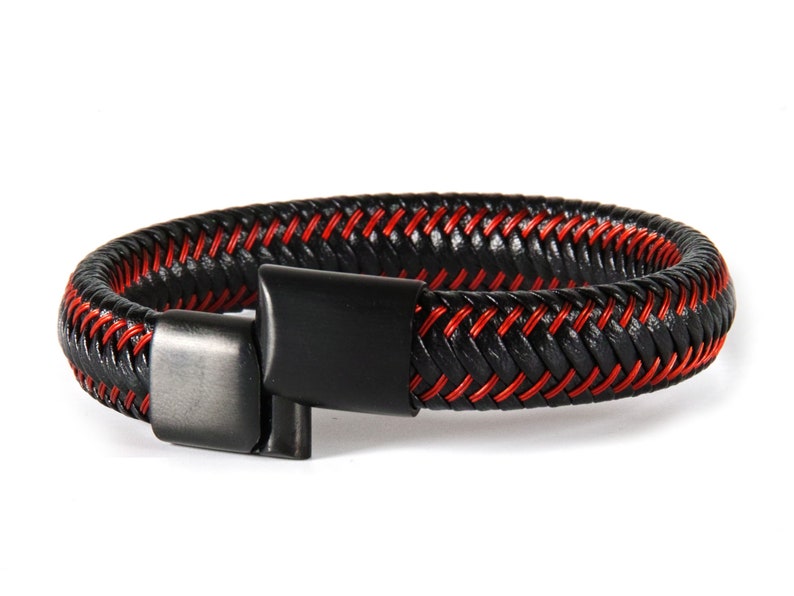 Men Leather Bracelet RED EXTRA Mens Bracelet Leather - Etsy