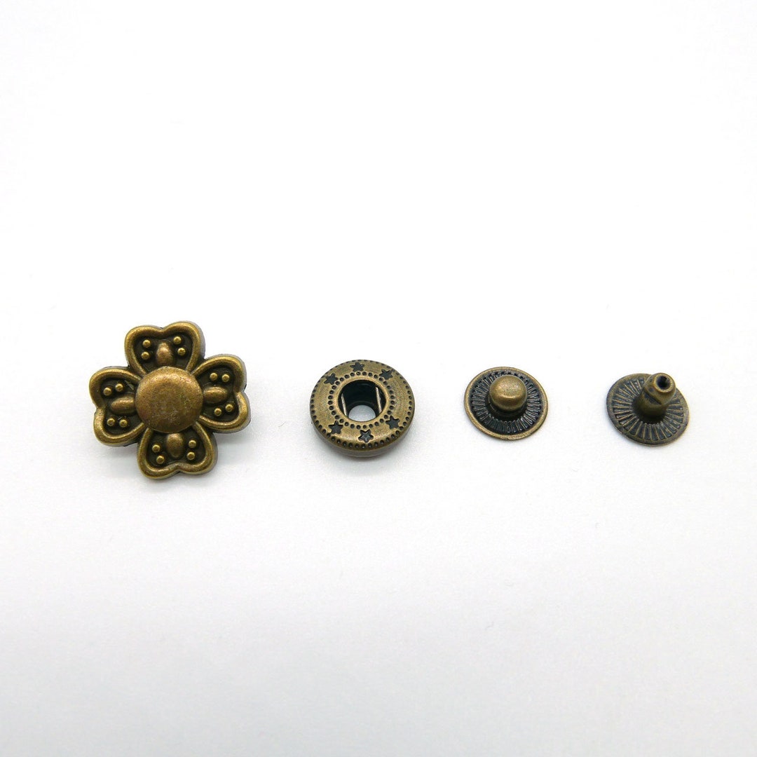 5 Pieces, Flower Clover, Metal Snap Fasteners, Brass-colored - Etsy