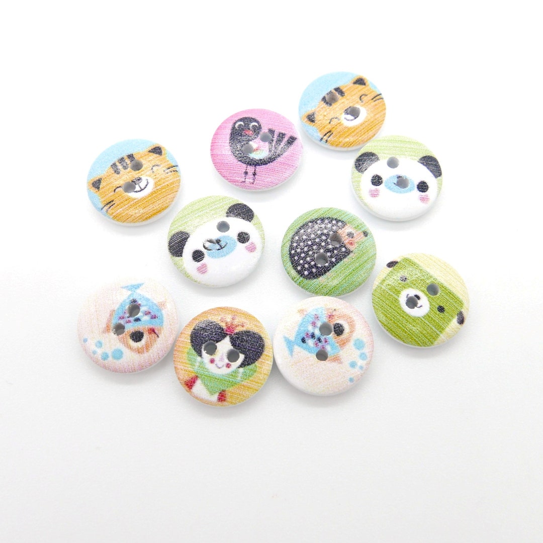 Wooden Buttons Animals, 10 Pieces - Etsy