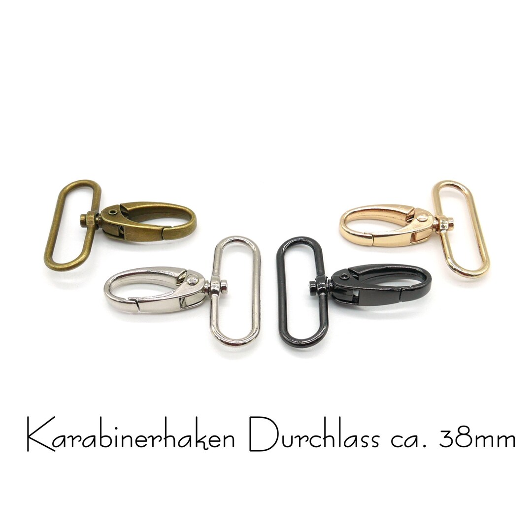 2 drehbare Karabinerhaken, Durchlass oval ca. 38mm, silber, schwarz ...