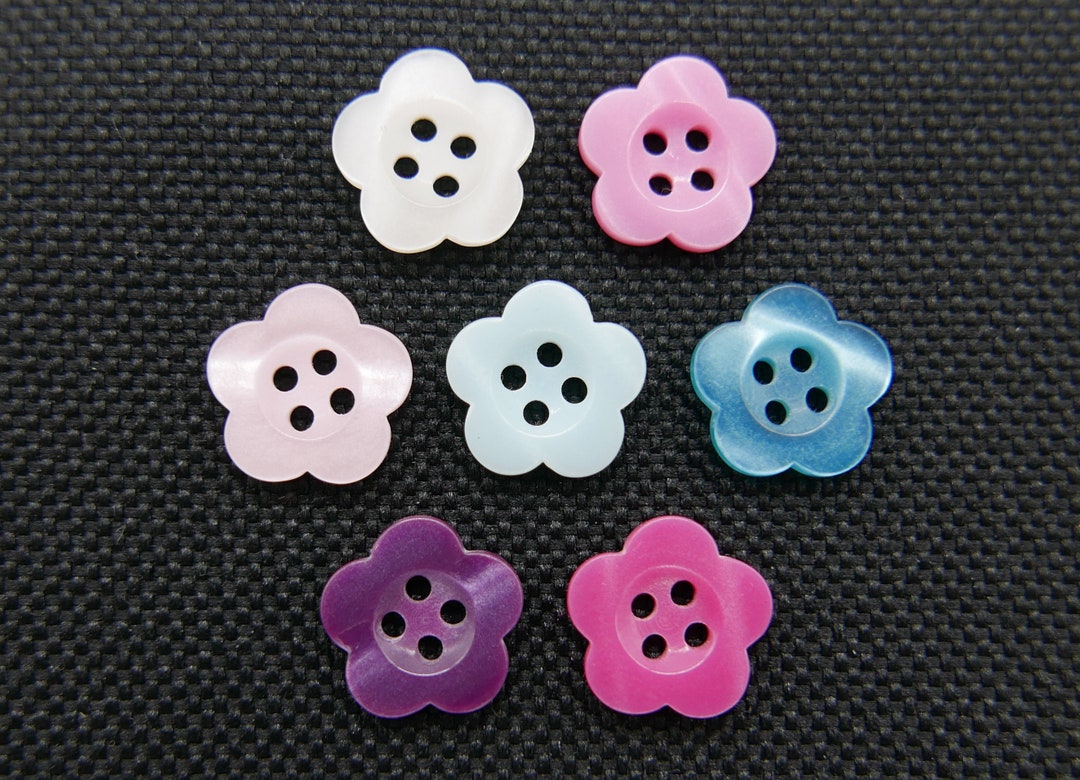 10 Mini Flower Buttons, Flower Buttons, Diameter Approx. 12 Mm, Various ...