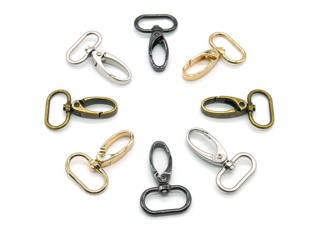 2 Rotating Snap Hooks, Oval Opening Approx. 25 Mm, Silver, Black, Gold ...
