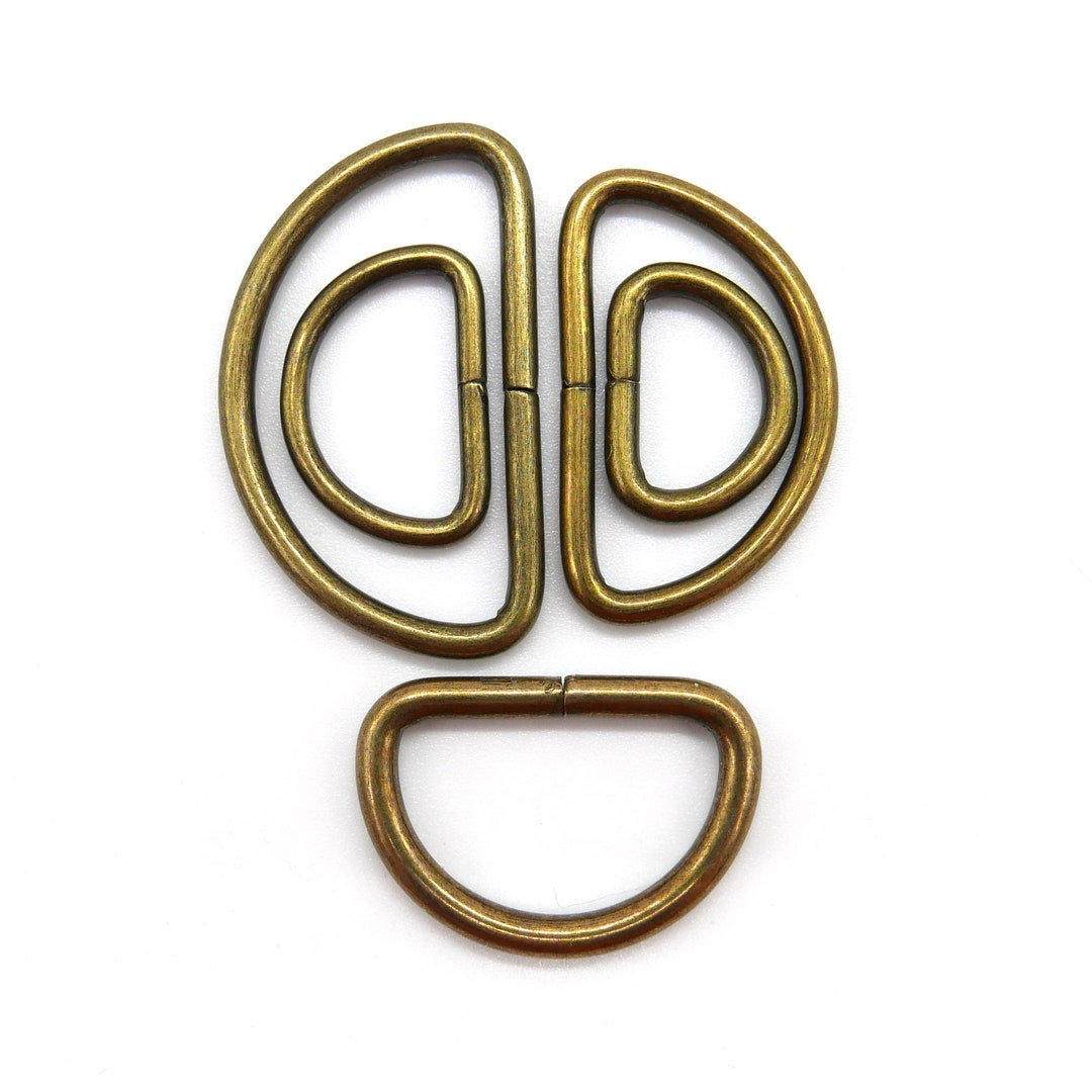 10 D-rings, Half Rings, Antique Brass, Old Brass, Bronze, Opening 15 Mm ...