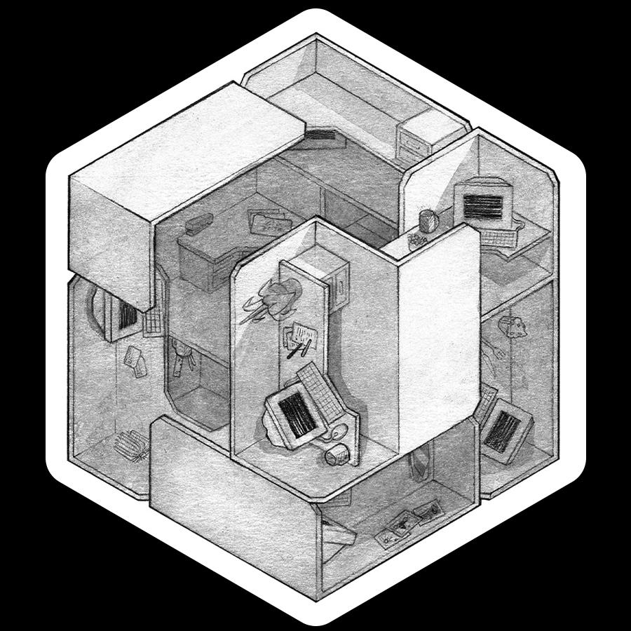 Surreal Tesseract Sticker: Handmade Office Cubicle Drawing - Etsy