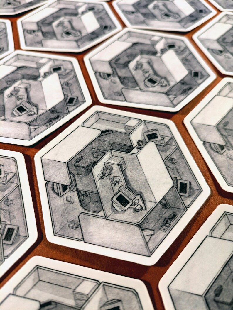 Surreal Tesseract Sticker: Handmade Office Cubicle Drawing - Etsy