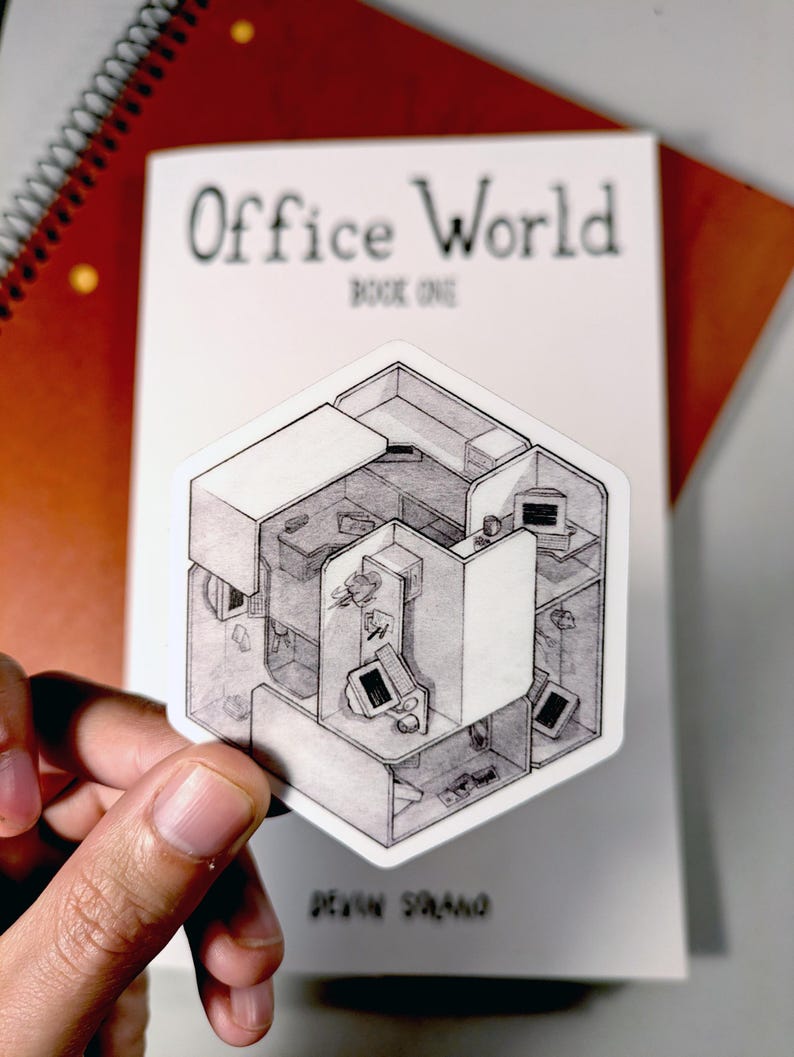 Surreal Tesseract Sticker: Handmade Office Cubicle Drawing - Etsy