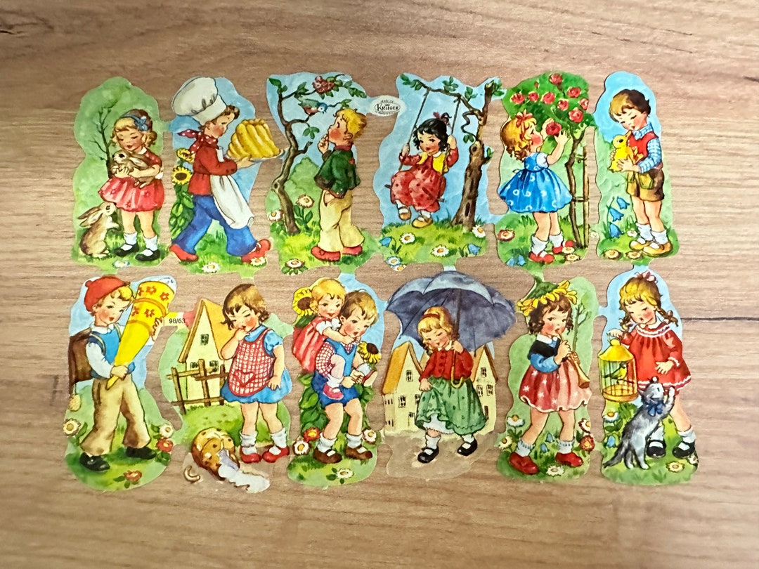 1 Sheet of Glossy Images, Wafers, Rose Images, Punched From the 70s and ...