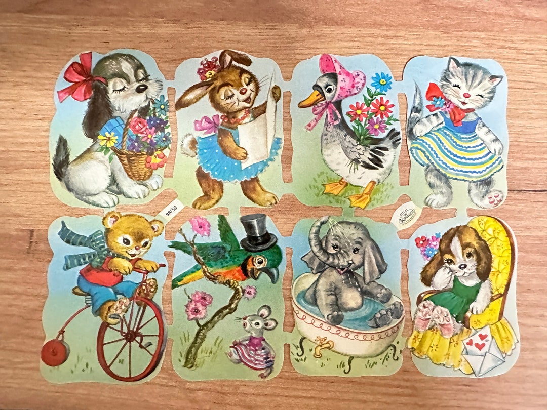 1 Sheet of Glossy Images, Wafers, Rose Images, Punched From the 70s and ...