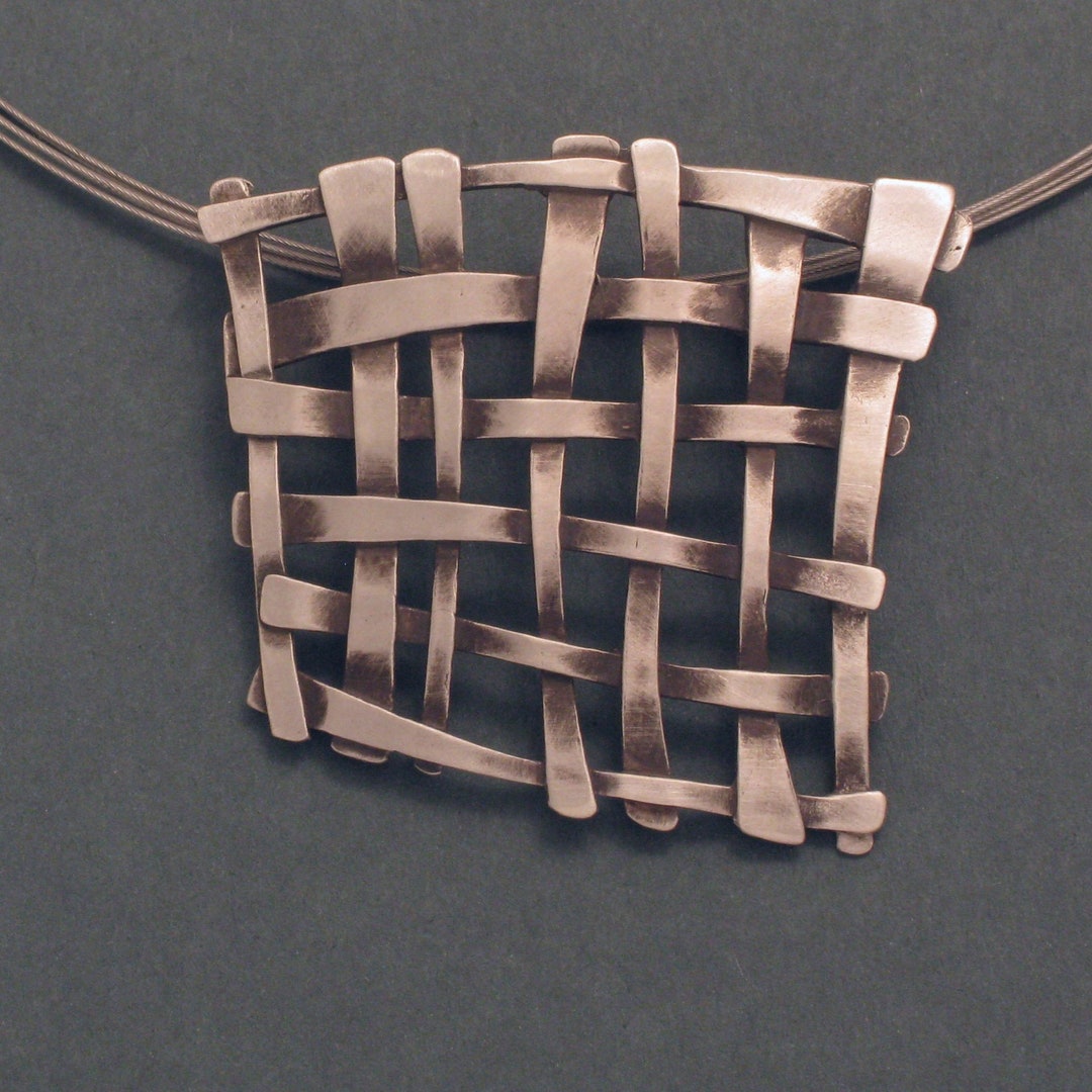 Lattice Large Blackened Silver Pendant - Etsy