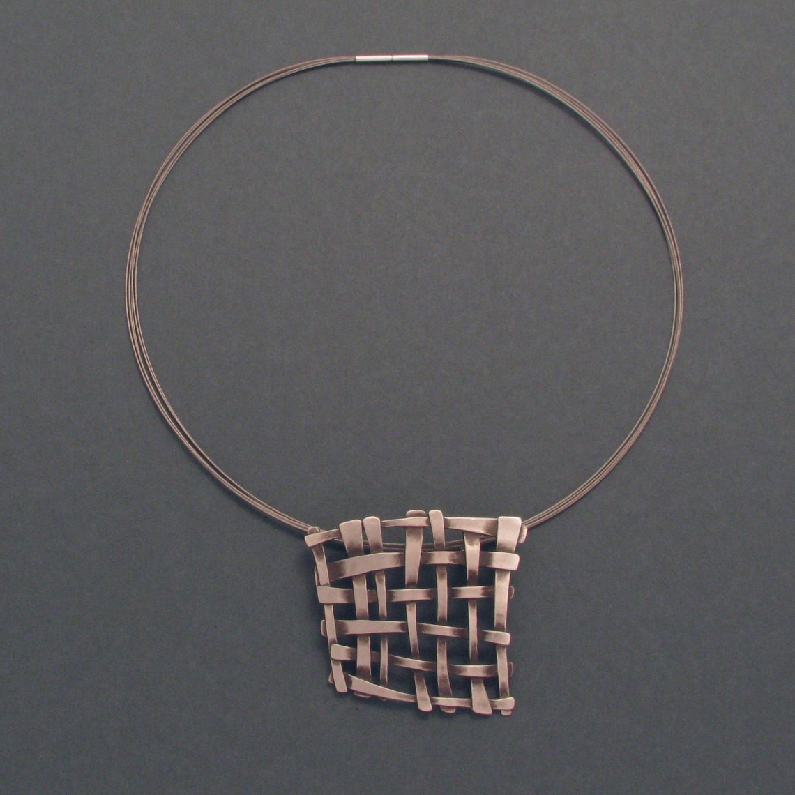 Lattice Large Blackened Silver Pendant - Etsy