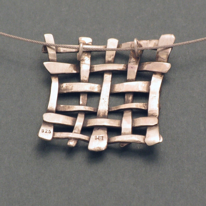 Lattice Blackened Silver Pendant - Etsy