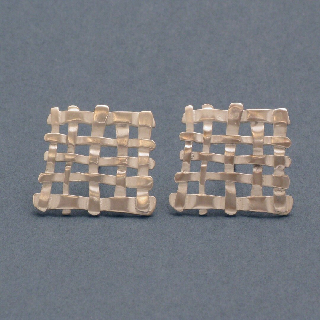 Lattice Large Untarnished Silver Ear Studs - Etsy