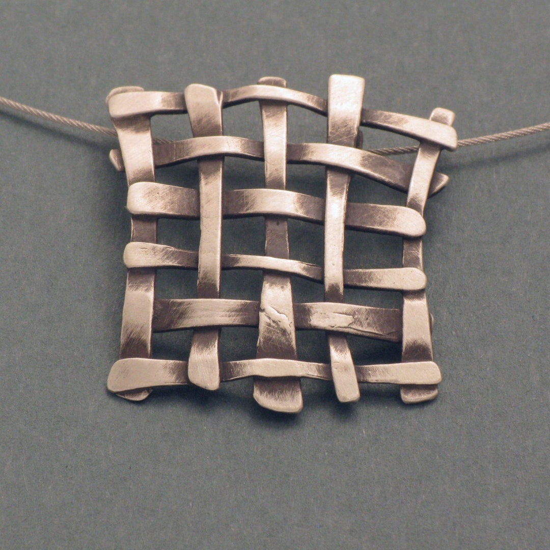Lattice Blackened Silver Pendant - Etsy