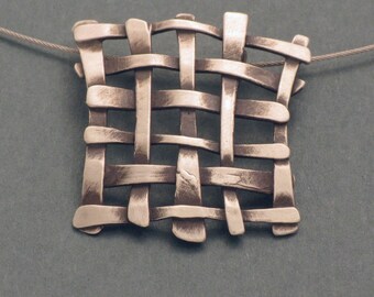 Lattice Large Blackened Silver Pendant | Etsy