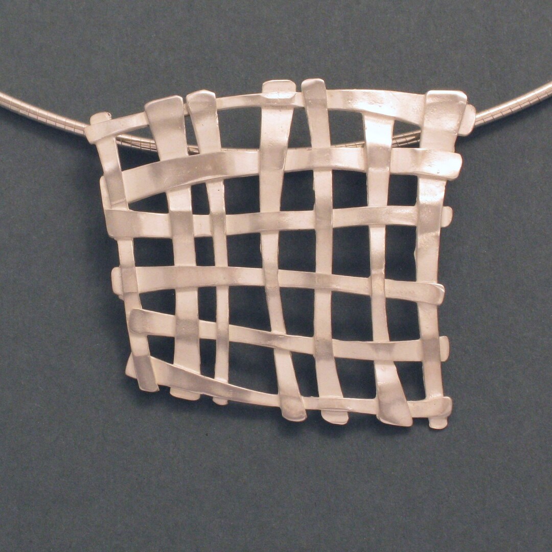 Lattice Large Untarnished Silver Pendant - Etsy
