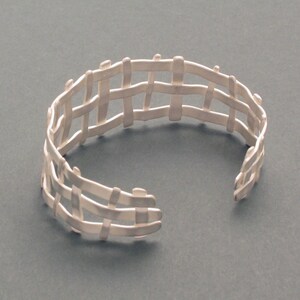 Lattice Narrow Untarnished Silver Bracelet - Etsy