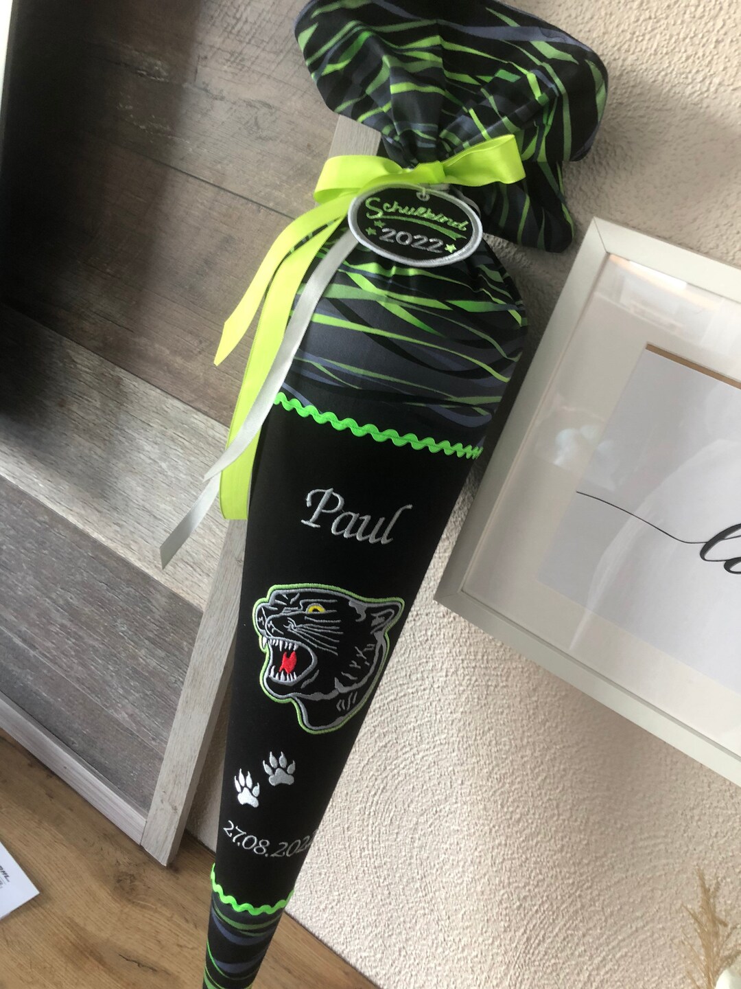 School Cone Boy Step by Step Wild Cat Green Black Sugar Cone Panther - Etsy