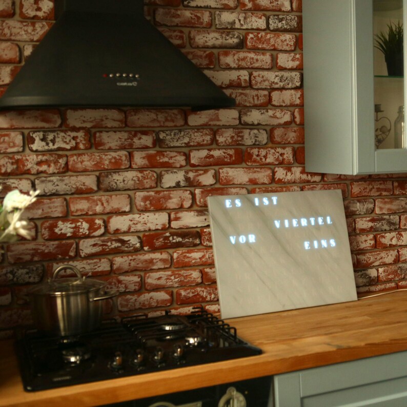 Wordclock Jupiter White Marble Look - Word Clock in German - LED Wall ...