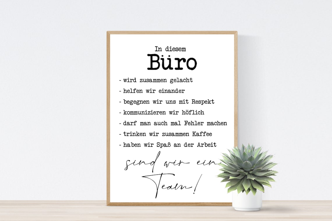 Poster Büro Team Teamregeln Büroregeln Bild | Etsy