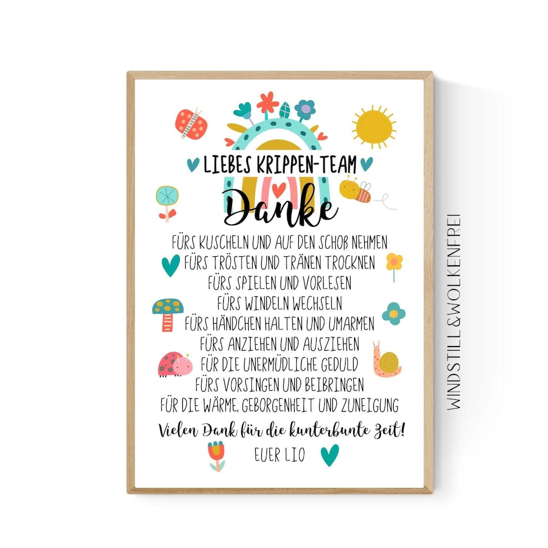 Persönliches Geschenk zum Abschied Krippe Kinderkrippe Erzieherin ...