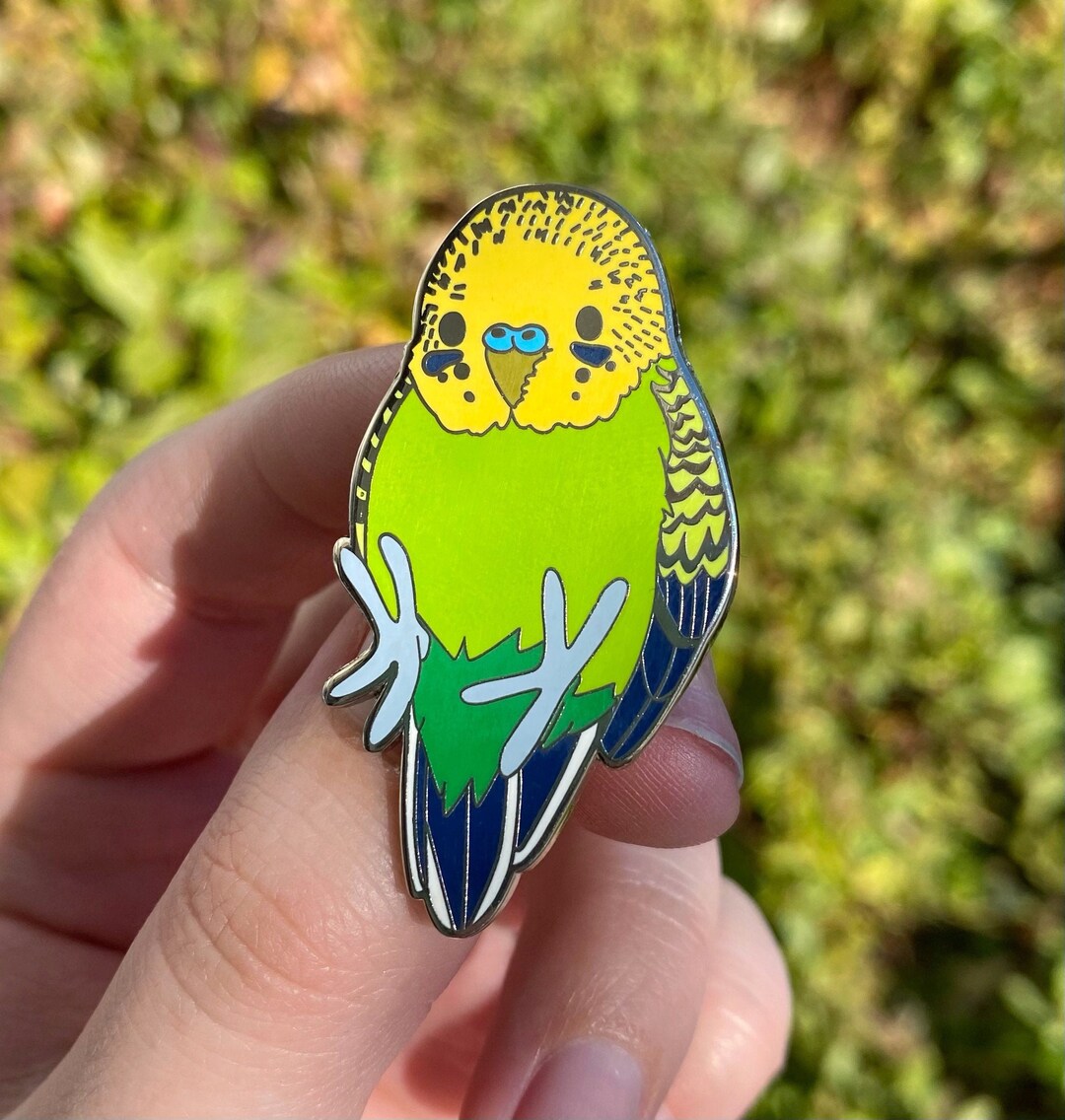 LAST STOCK!!: Pudgy Budgie Hard Enamel Pin!(green) Rubber Back Option ...
