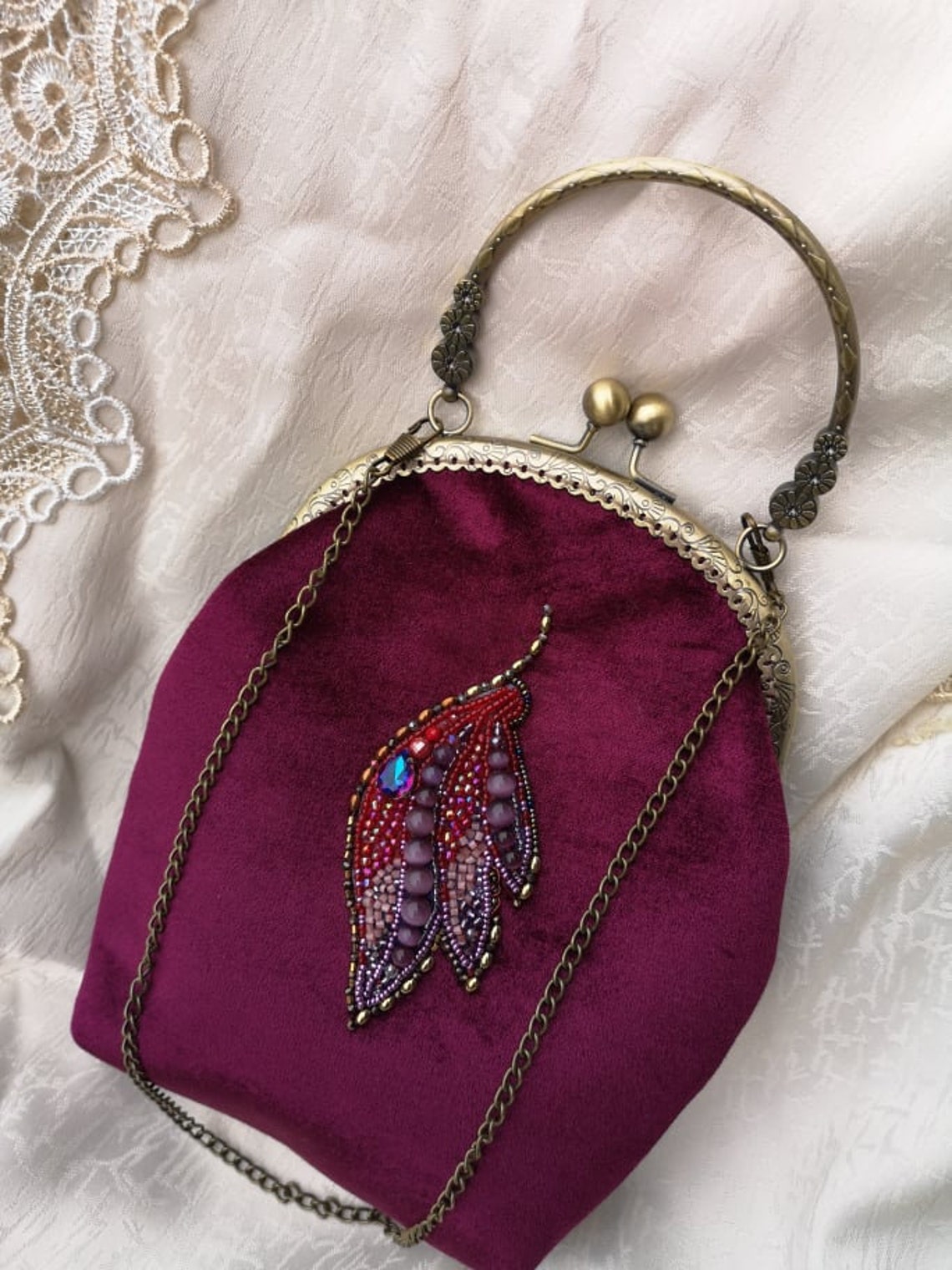 Embroidered clutch bag Boho beaded clutch bag Boho purse | Etsy