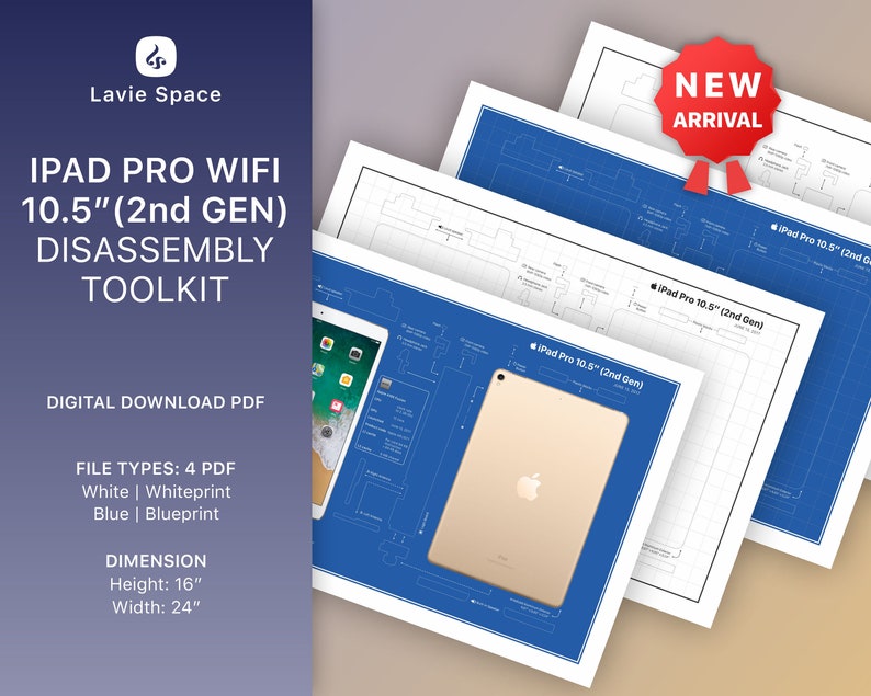 IPad Pro 10.5" Teardown Template, Disassembled iPad Drawings (digital ...