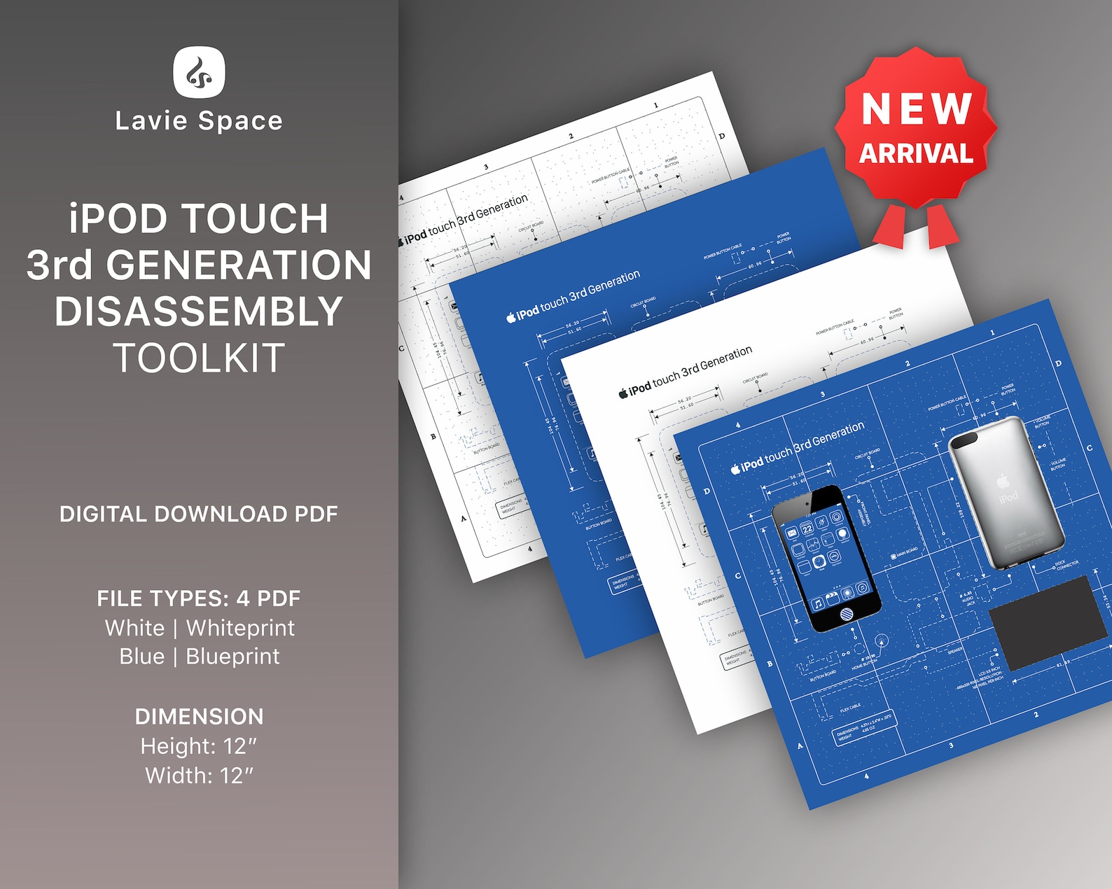 Ipod Touch 3rd Gen Teardown Art, Frame Template (digital Download) - Etsy