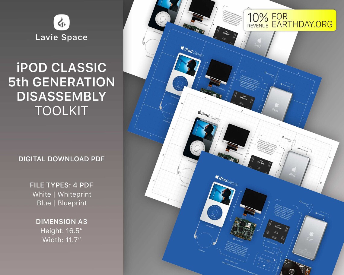 Ipod Classic 5th Gen Teardown Template, Disassembly Art (digital ...