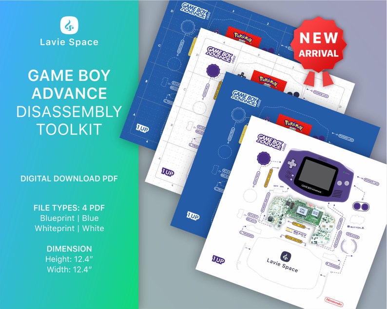 Download GAME_BOY_ADVANCE Teardown Template Disassemble Game | Etsy