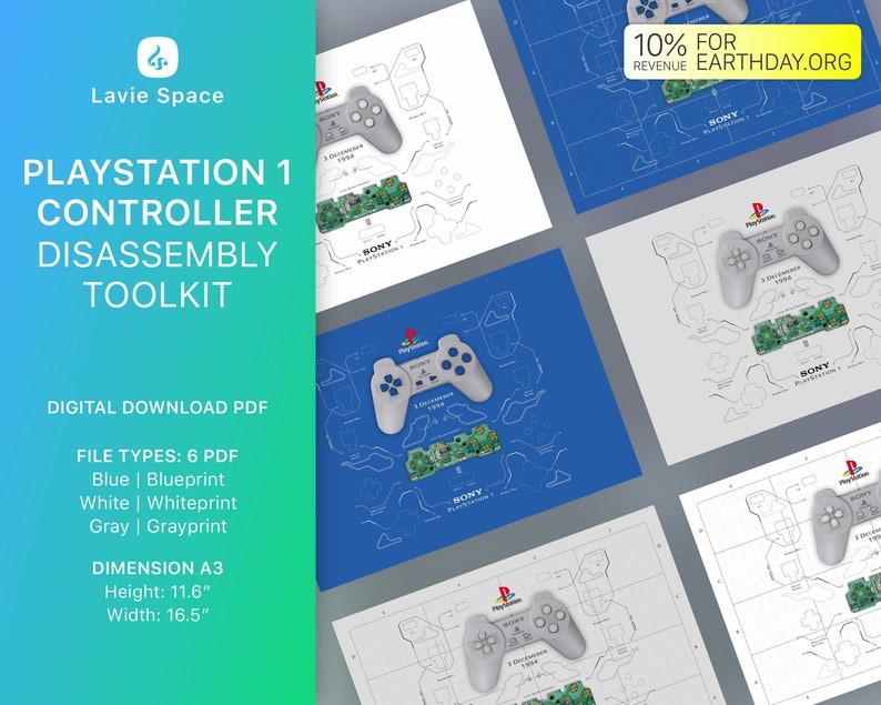 Download Playstation 1 Teardown Template, Disassembled Game Controller ...