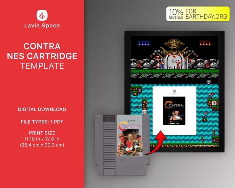 Contra NES Cartridge Holder Template | Retro Game Display | Digital ...