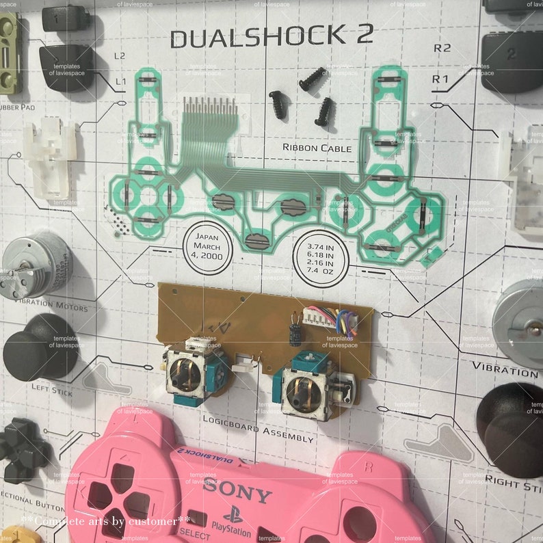 Download Dual Shock 2 Teardown Template, Playstation, Disassembled Game ...