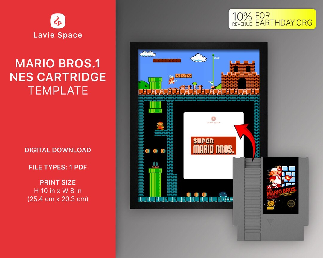 Super Mario Bros 1 NES Cartridge Holder Template | Retro Gamer Gift ...