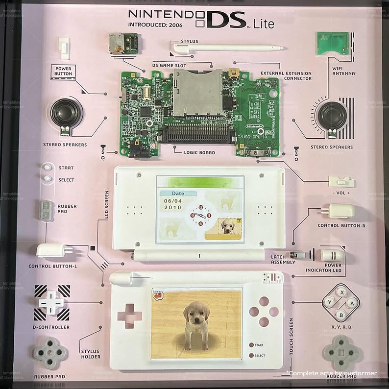 Download DS Lite Teardown Template, Square Framed, Disassembly Game ...