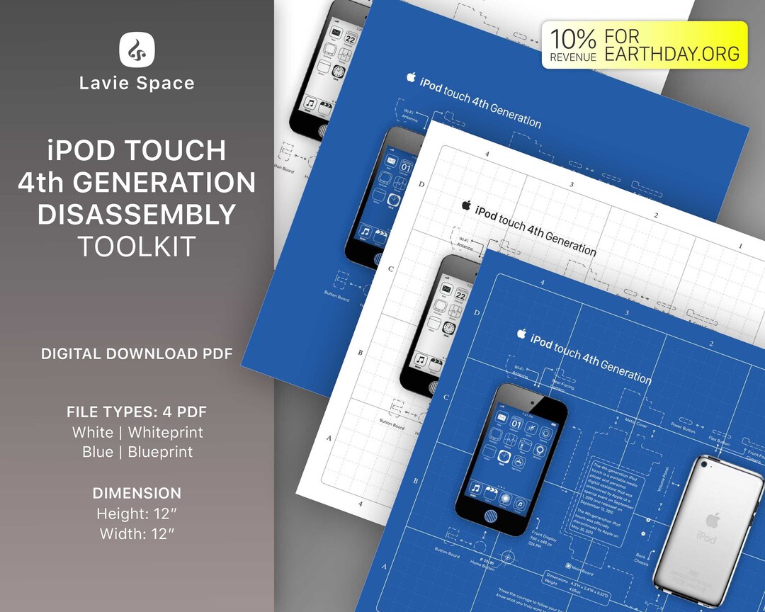 Ipod Touch 4th Gen Teardown Art, Disassembly Template (digital Download ...